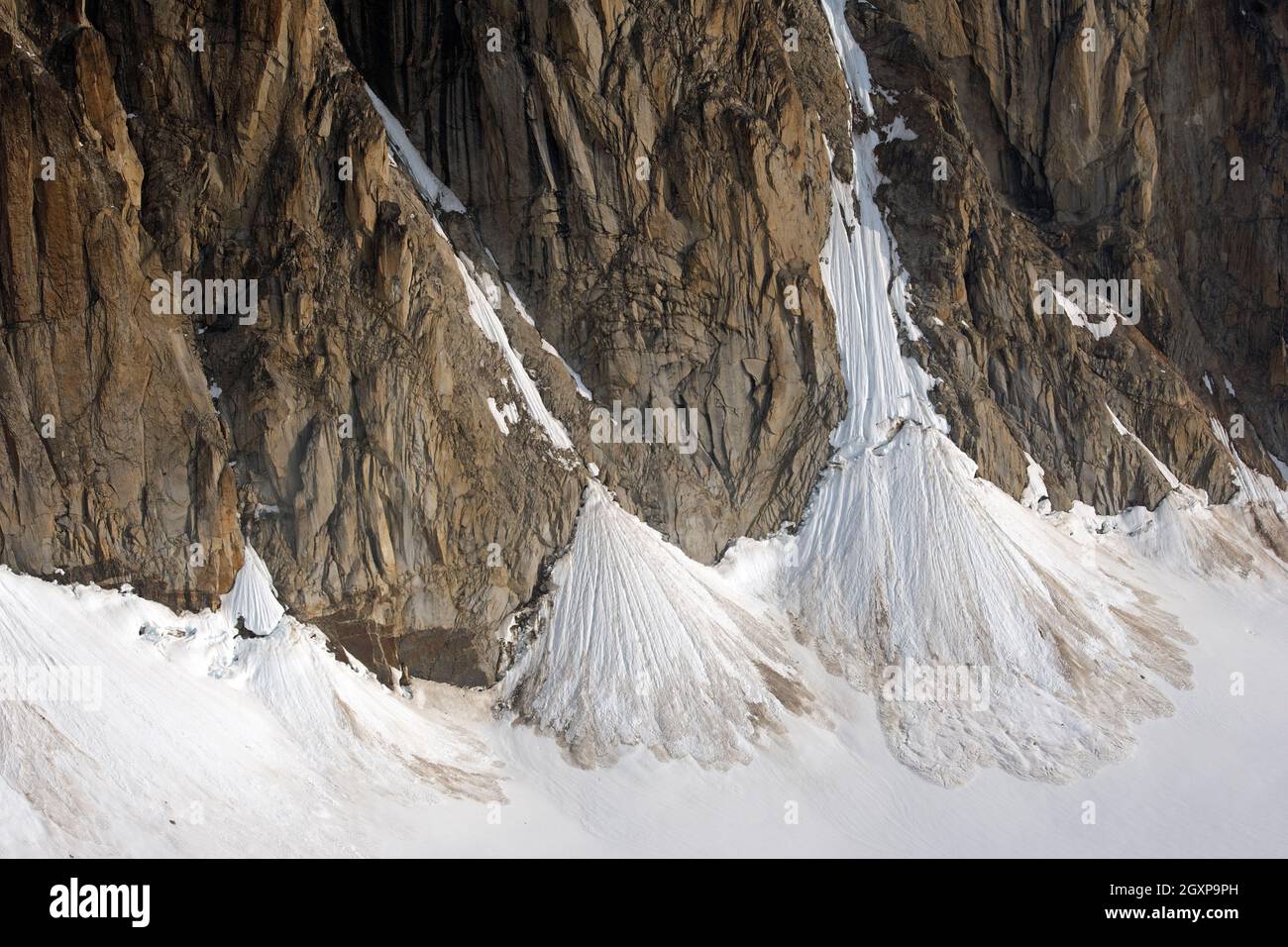 Snow and rock details at Denali National Park and Preserve, Alaska, USA ...