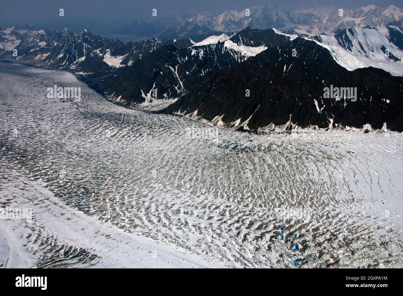 Aerial view of Muldrow Glacier, Denali National Park and Preserve ...