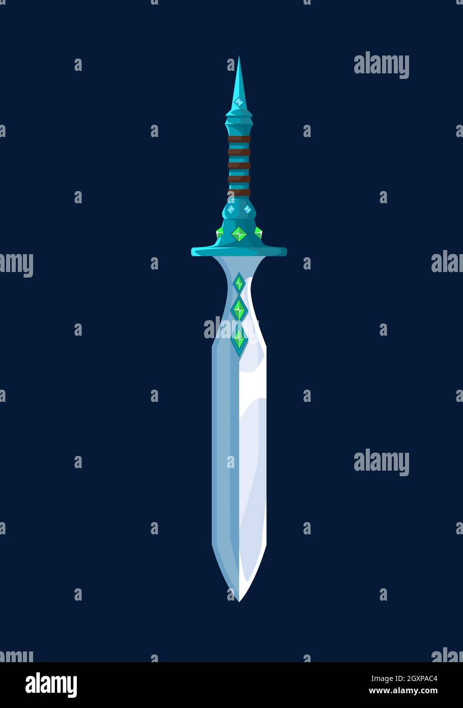 Magical cartoon sword steel vector blade element of fantasy or rpg game ...