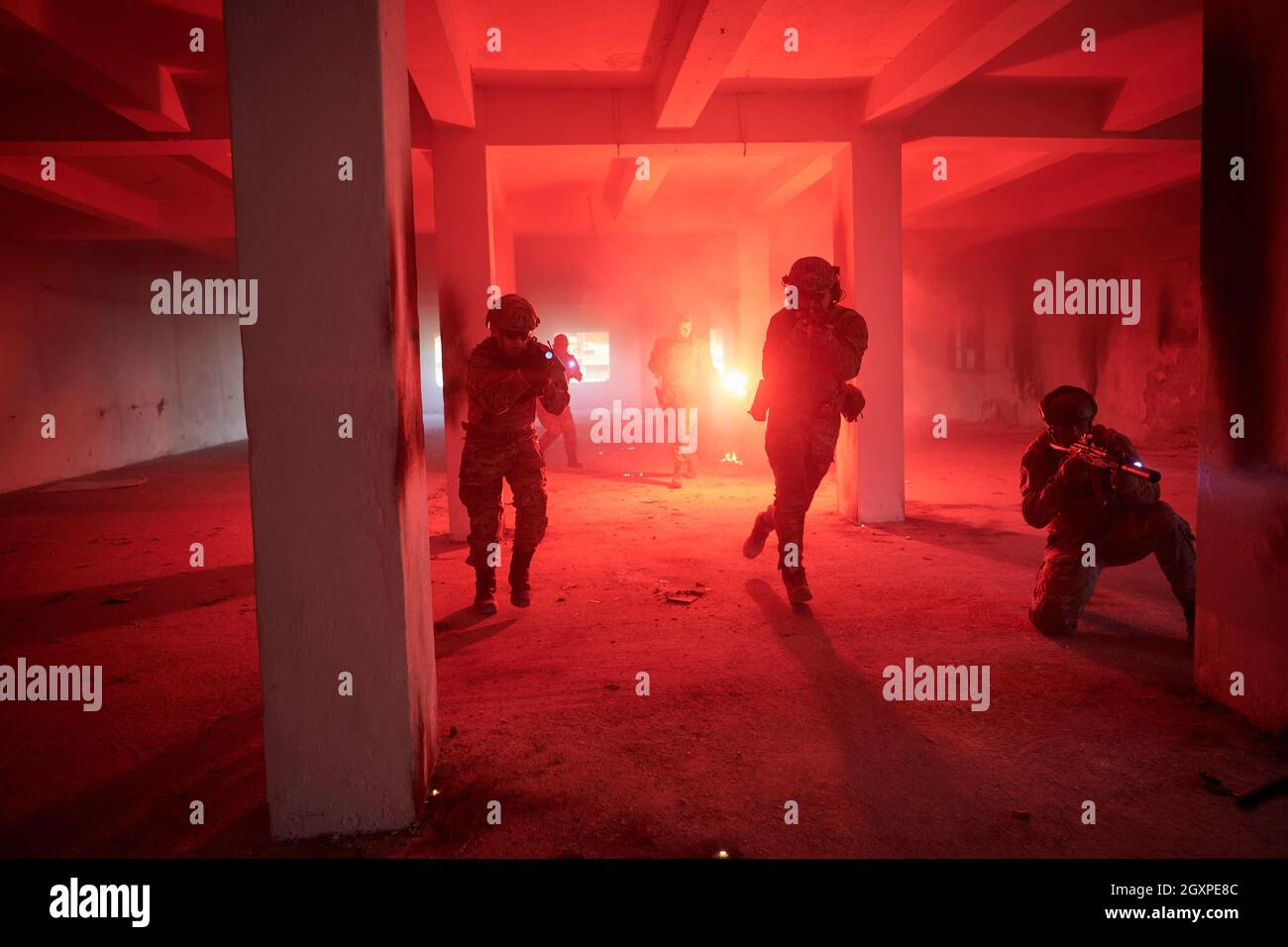 special forces soldiers team in urban environment making tactical ...