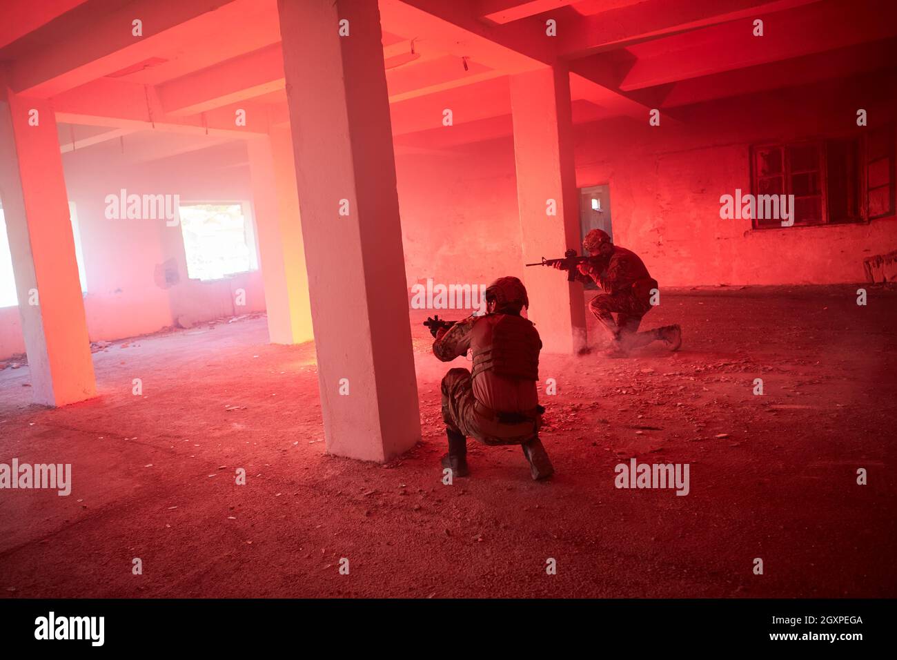 special forces soldiers team in urban environment making tactical ...