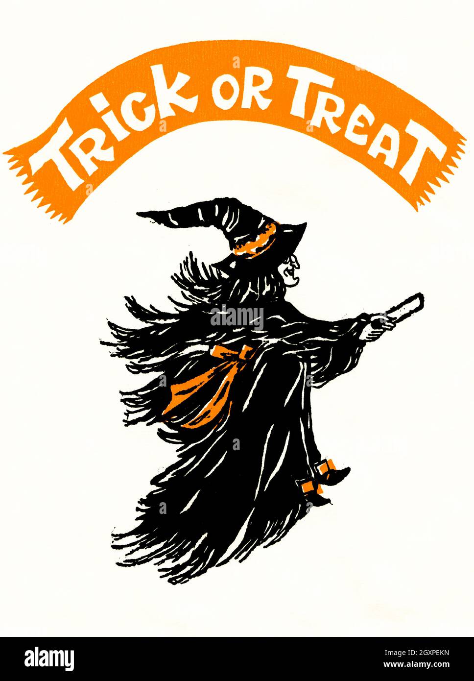 Trick or Treat - Flying Witch Banner Stock Photo - Alamy