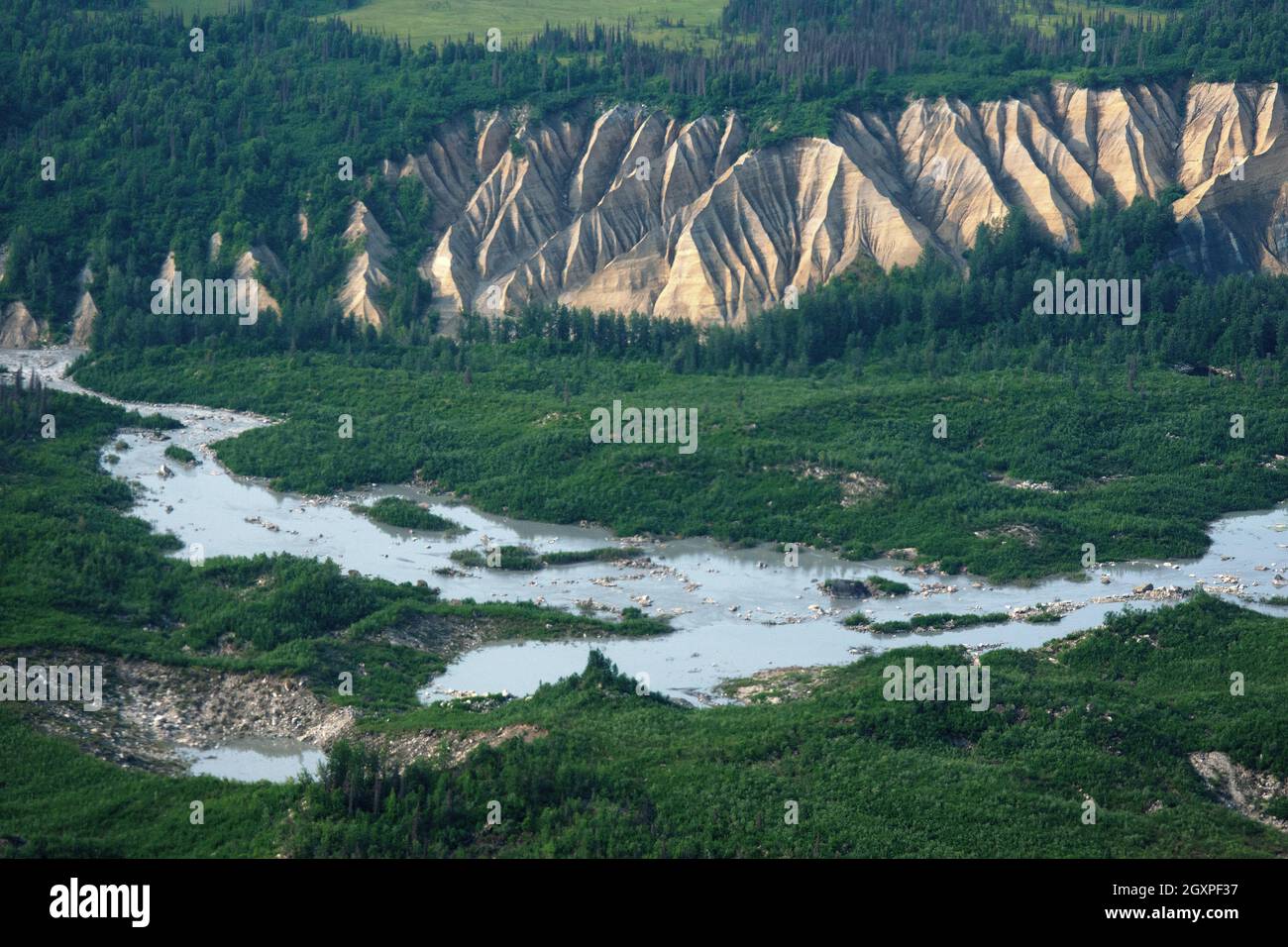 Rock granite formations in a glacier forest, Denali National Park and ...