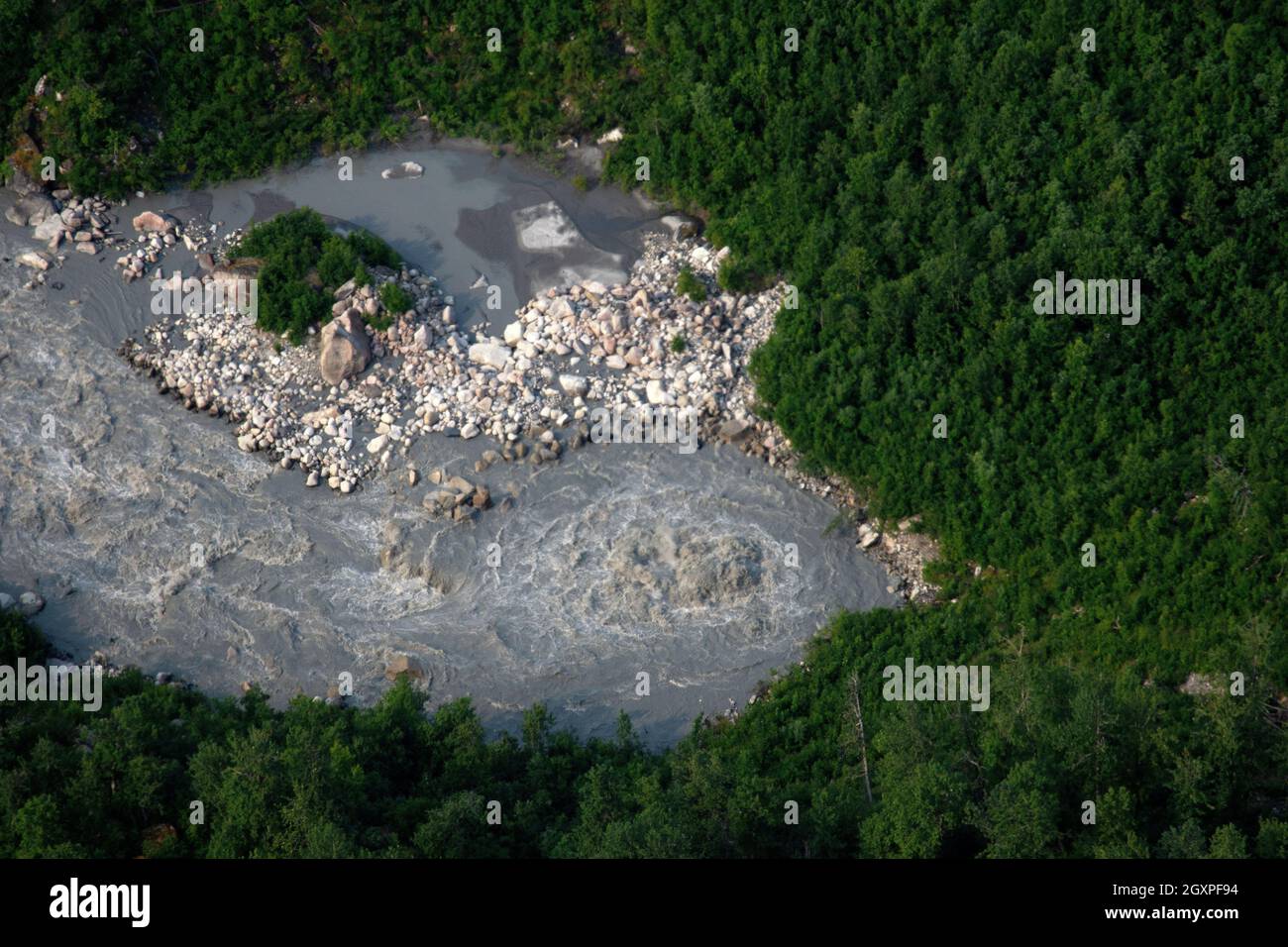 Aerial view of bubbling mud from volcanic activity, at Denali National ...