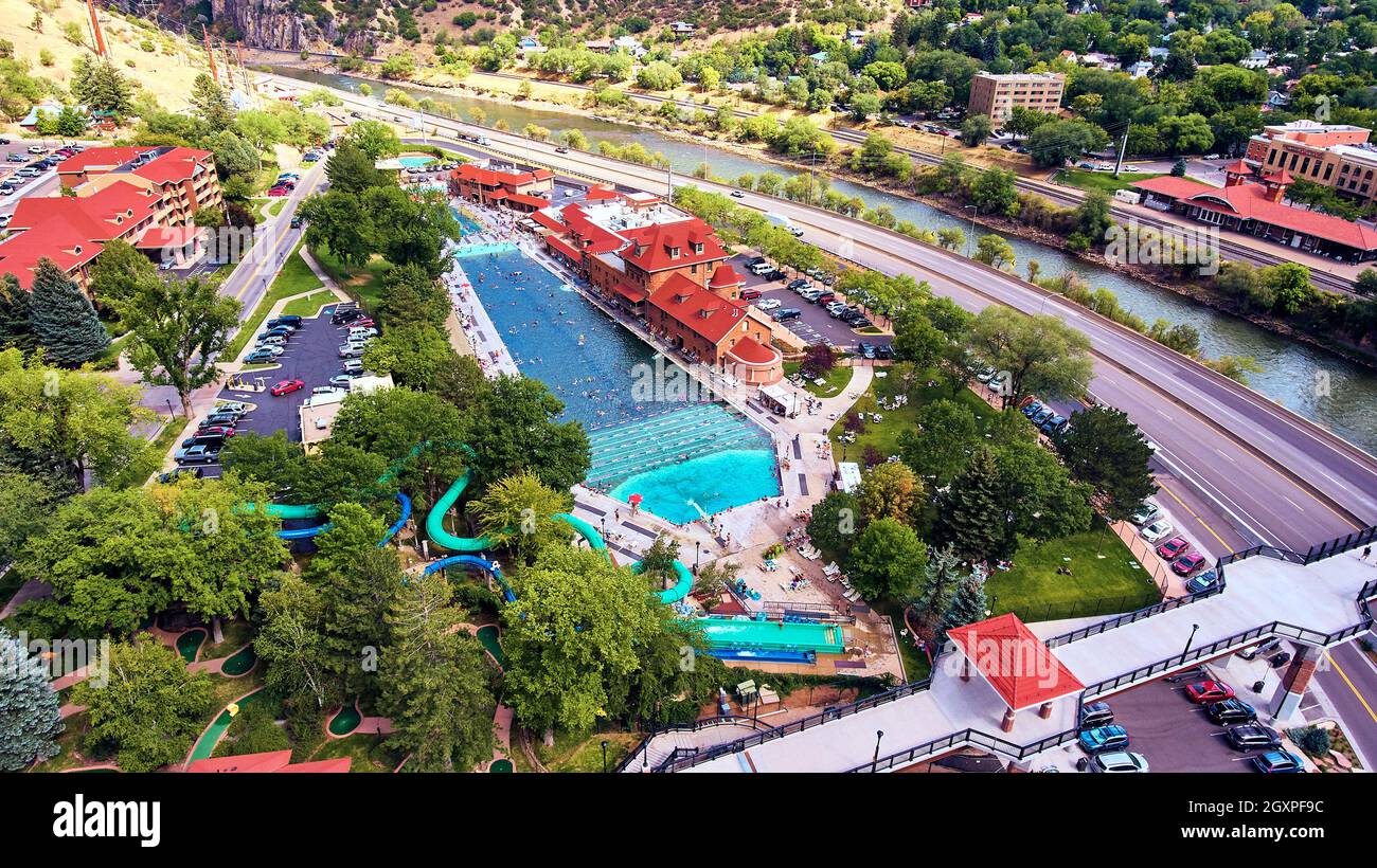 Large hot spring in mountain desert town Stock Photo - Alamy