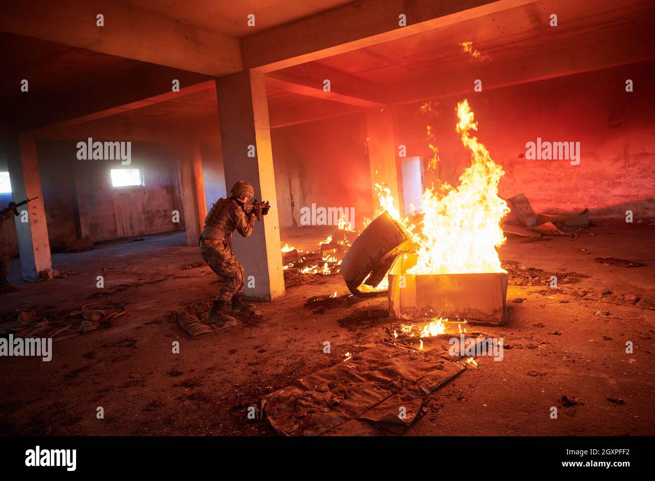 special forces soldiers team in urban environment making tactical ...
