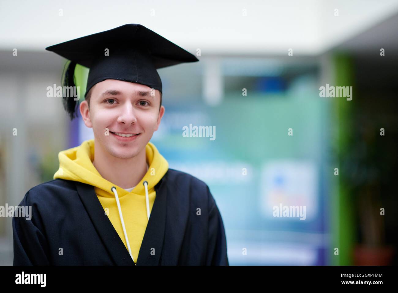 Happy man portrait on her graduation day University. Education and ...