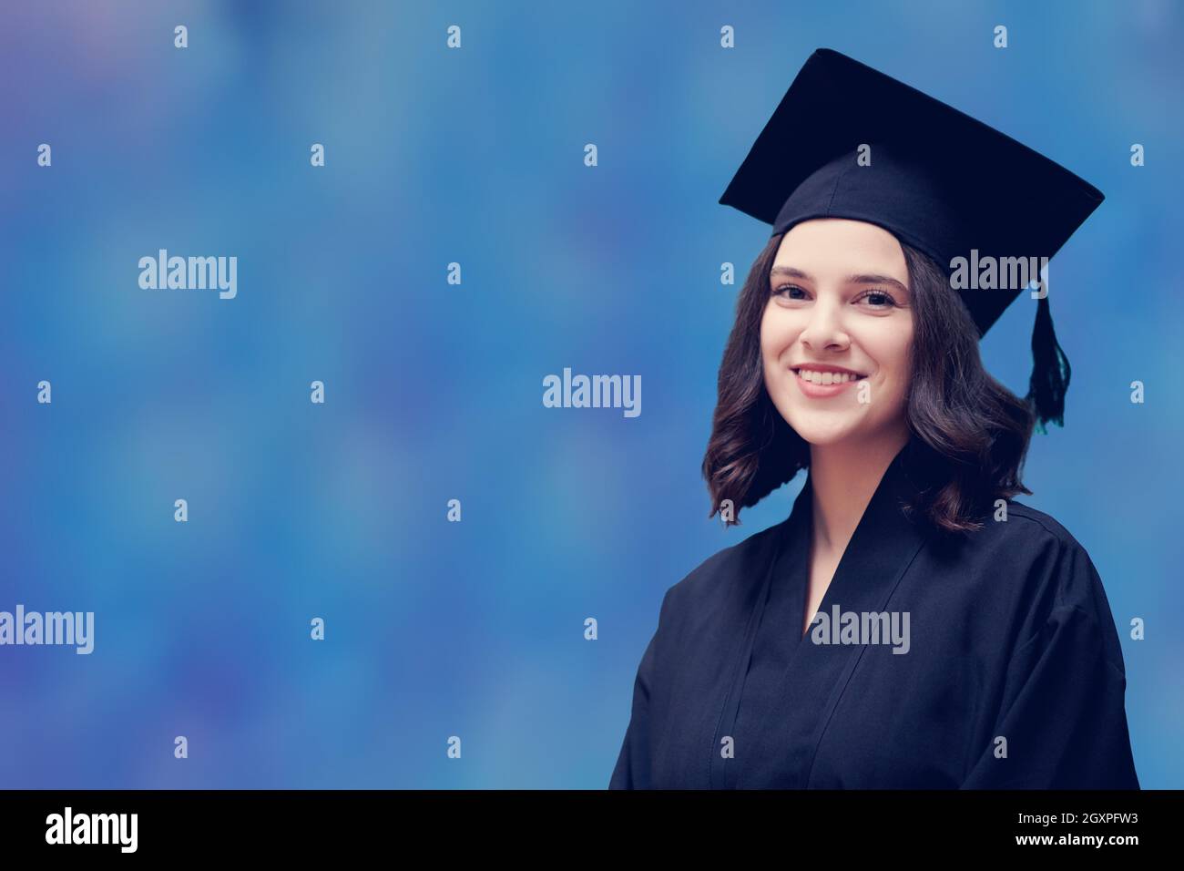 Happy woman portrait on her graduation day University. Education and ...
