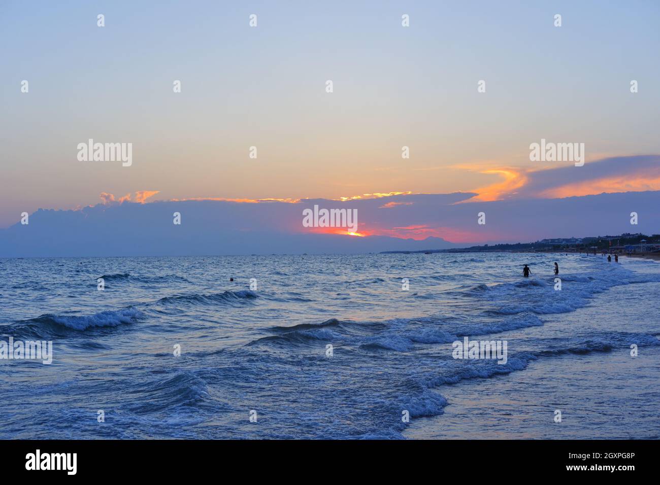 Beautiful Sunset at Beach of Antalya Turkey Stock Photo - Alamy
