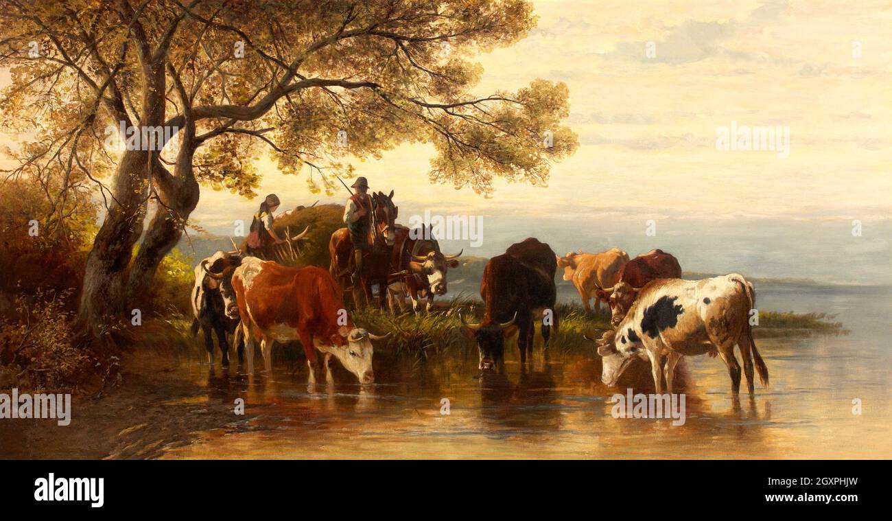 Landscape with Peasants and Cattle, 1880 Stock Photo - Alamy