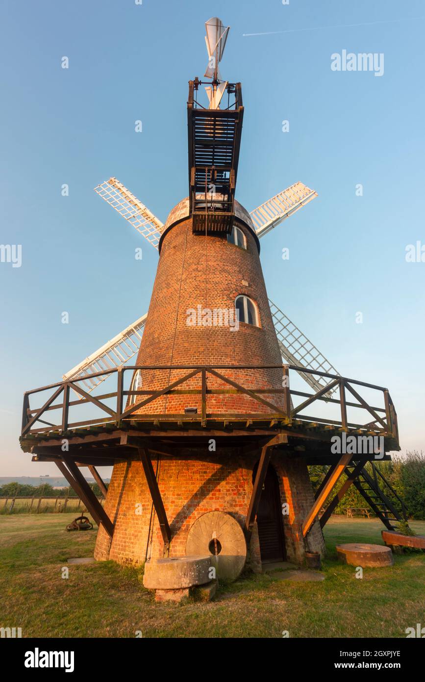 Dawn at a renovated 19th century windmill,maintained by a team of ...