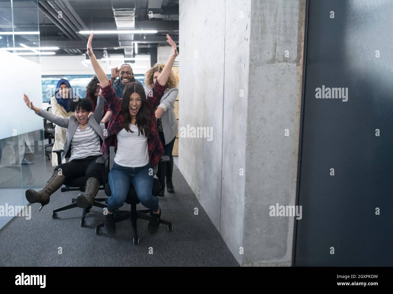 multiethnics startup business team of software developers having fun ...