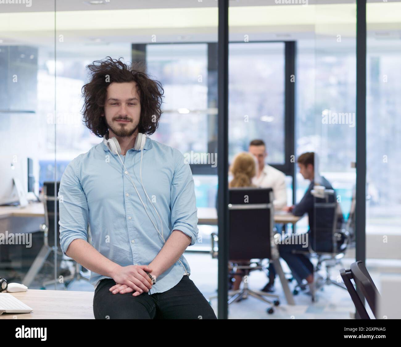 Portrait Of Successful Businessman Entrepreneur At Busy startup Office ...