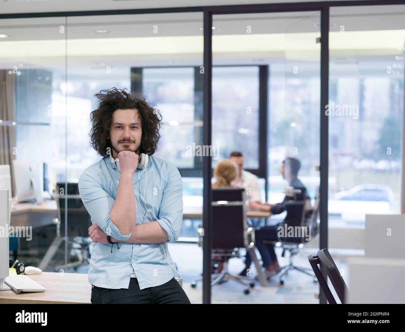 Portrait Of Successful Businessman Entrepreneur At Busy startup Office ...