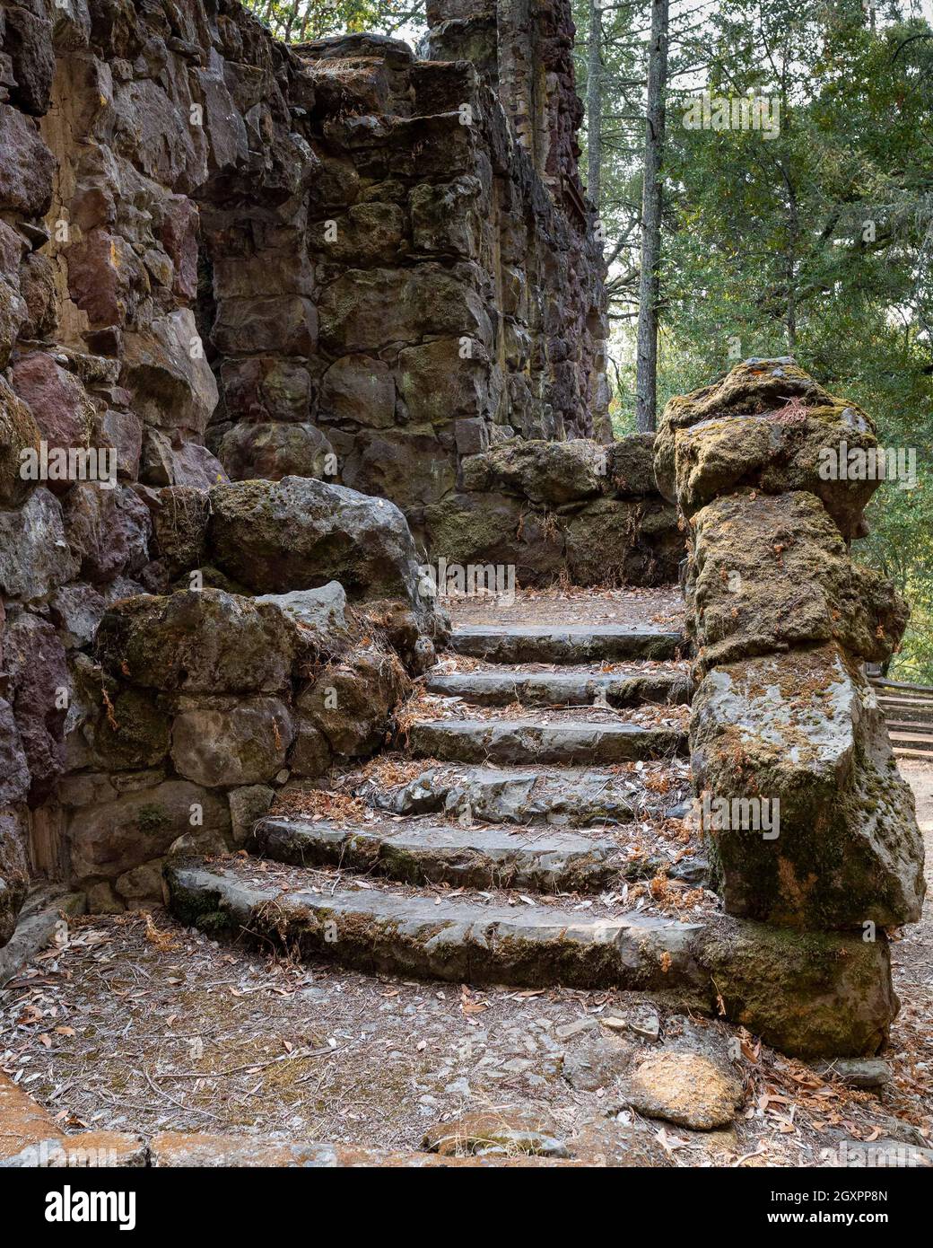 Details of the Wolf House stone stairs, house of Jack London, famous ...