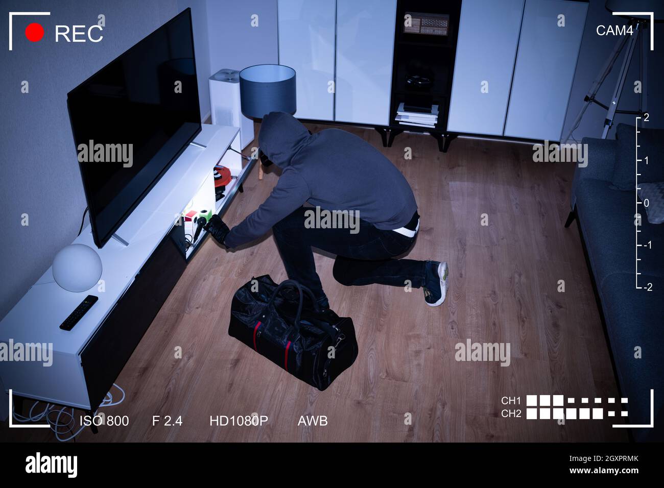 CCTV Video Surveillance Camera Showing Intruder Thief Stock Photo - Alamy