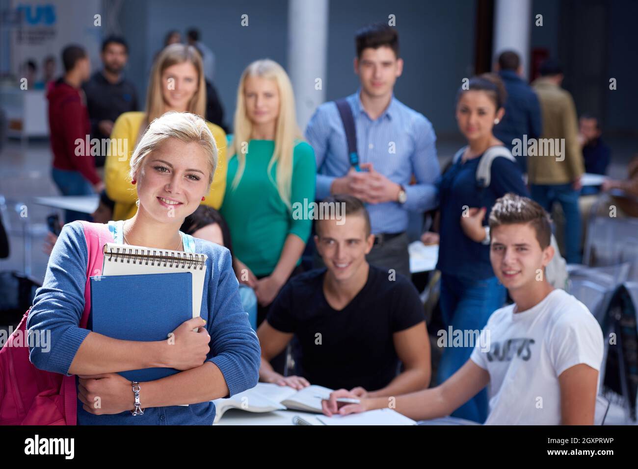 happy students group study in classroom Stock Photo - Alamy