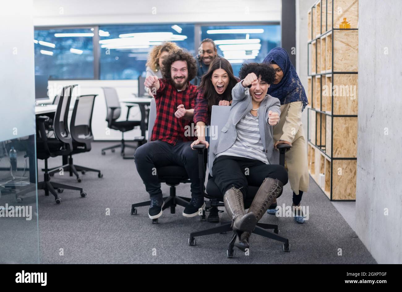 multiethnics startup business team of software developers having fun ...