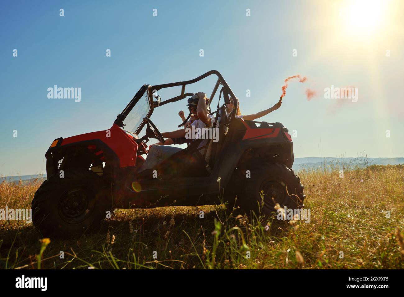 group of young happy excited people having fun enjoying beautiful sunny ...