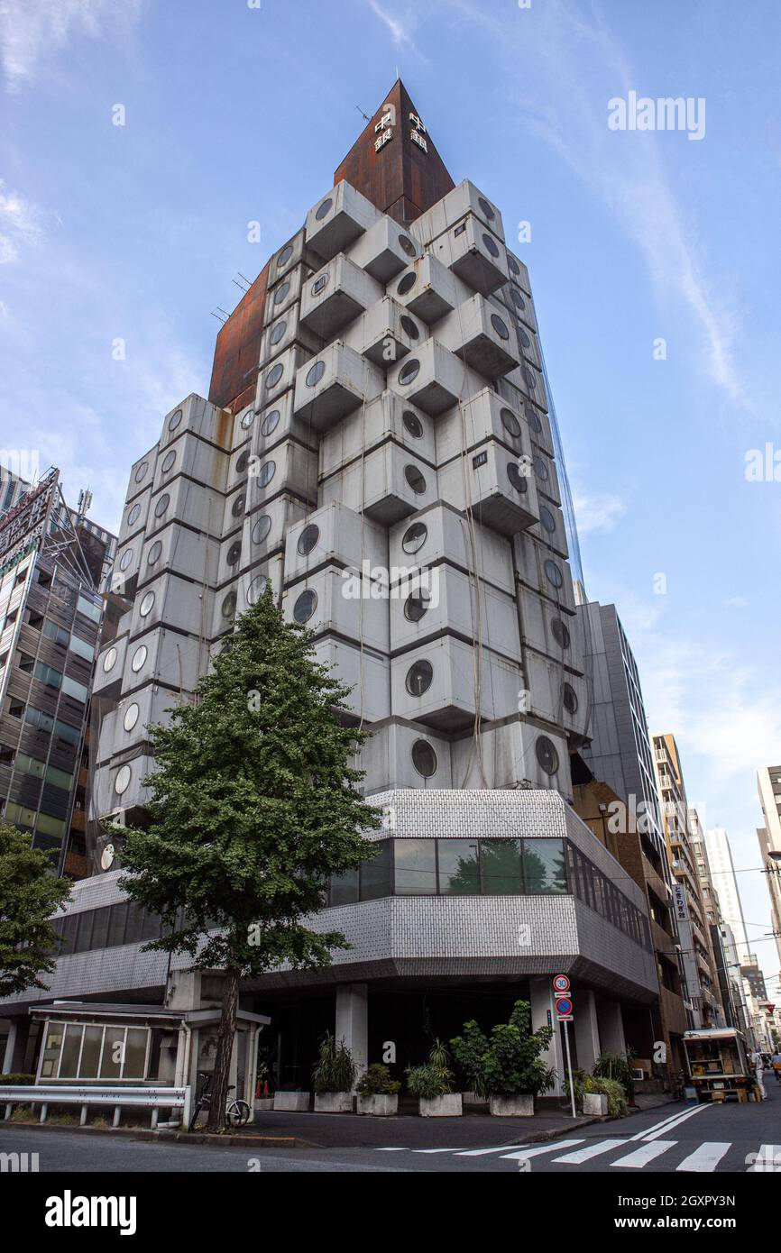 A general view of the Nakagin Capsule Tower in Ginza, Tokyo, Japan on ...