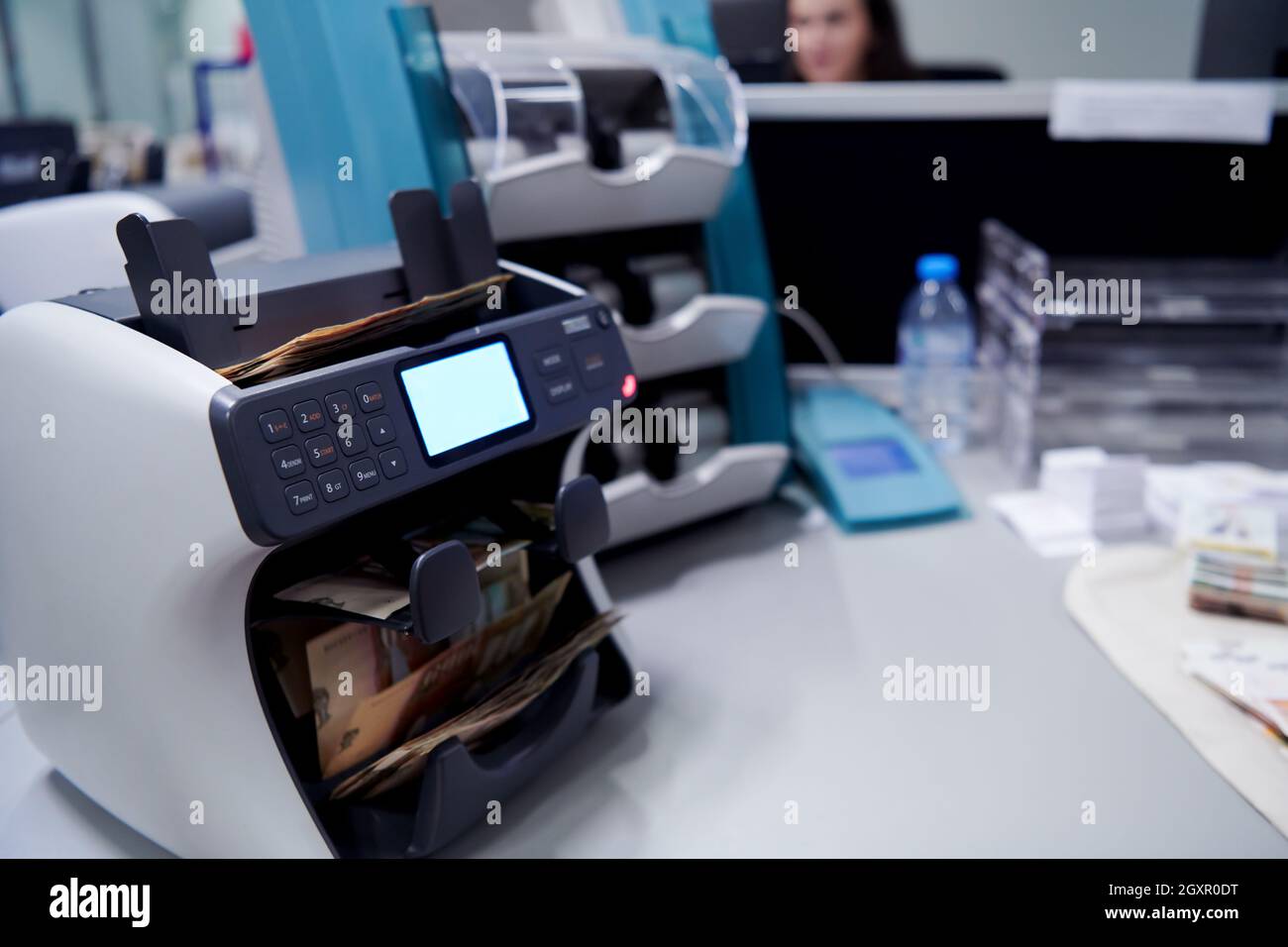 Sorted banknotes placed on the table after it is counted on the ...