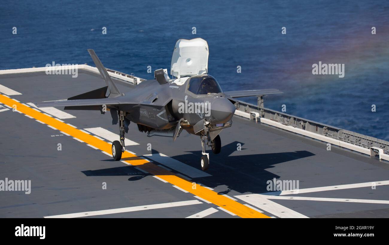 A U.S. Marine Corps F-35B Lightning II aircraft with Marine Fighter ...