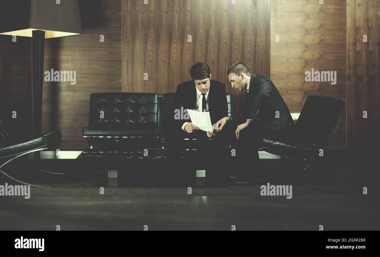 business people shaking hands make deal and sign contract Stock Photo ...