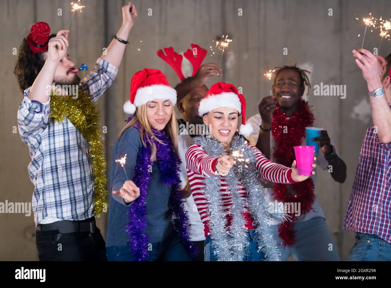 Group business people dancing sparklers hi-res stock photography and ...