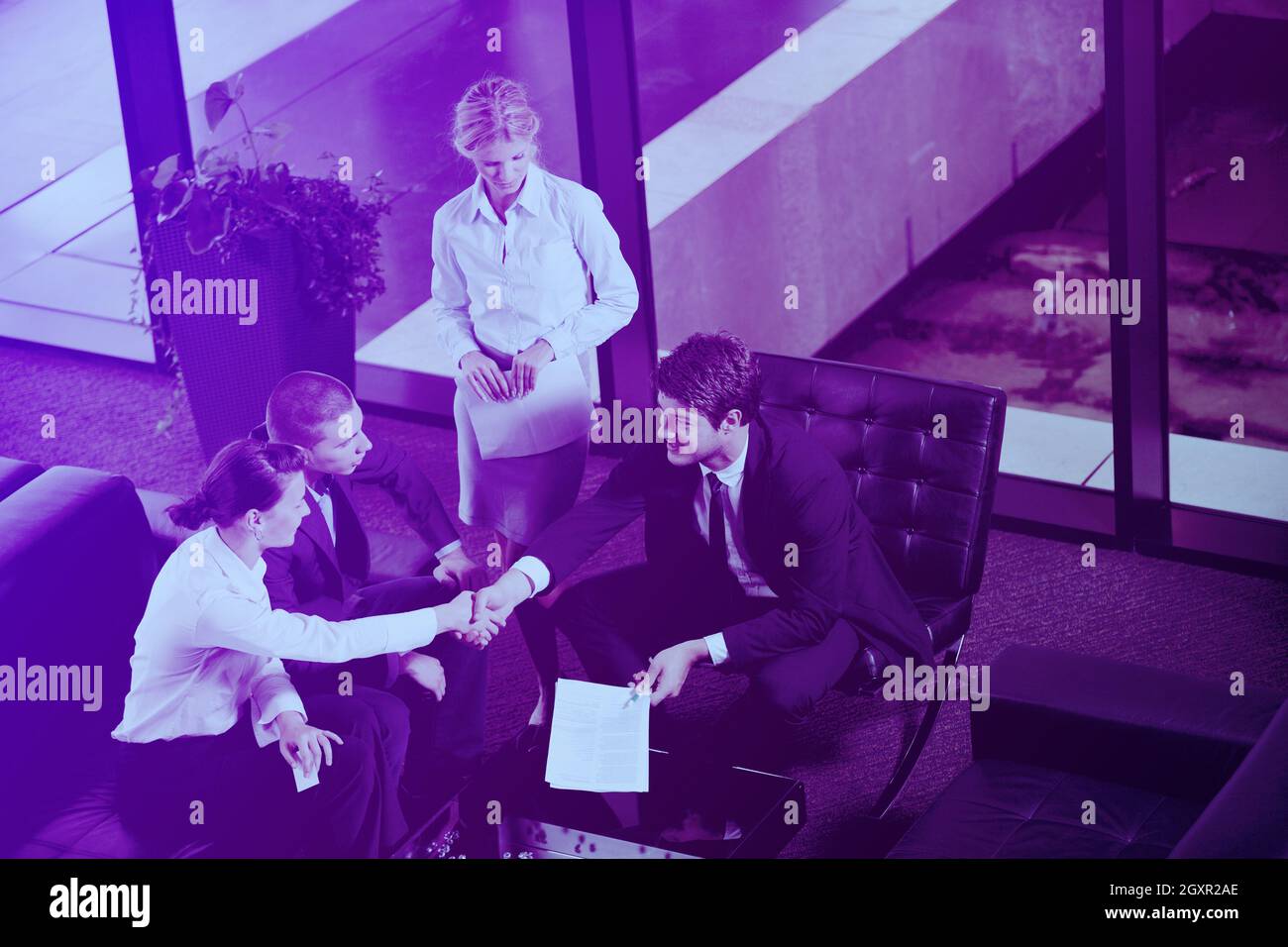 business people shaking hands make deal and sign contract Stock Photo ...