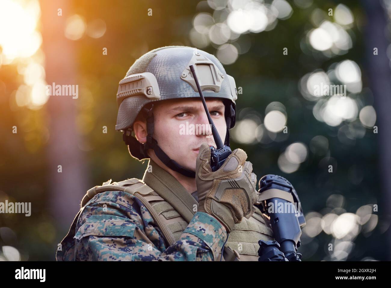 Modern Warfare Soldier Commander Officer Talking Portable Radio Station ...