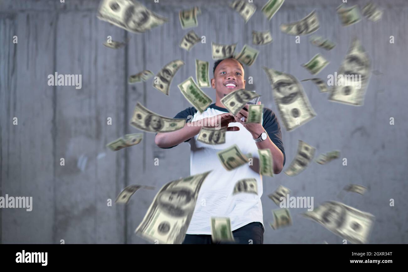 business, people and finances concept Happy young african american ...