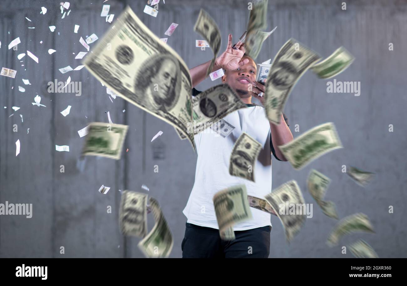 business, people and finances concept Happy young african american ...