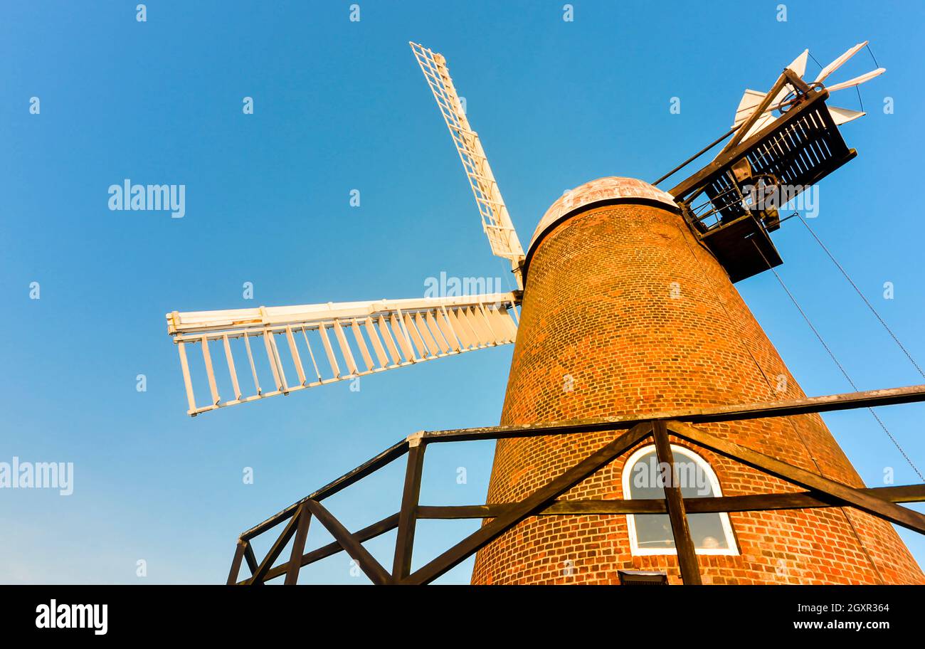 Dawn at a renovated 19th century windmill,maintained by a team of ...