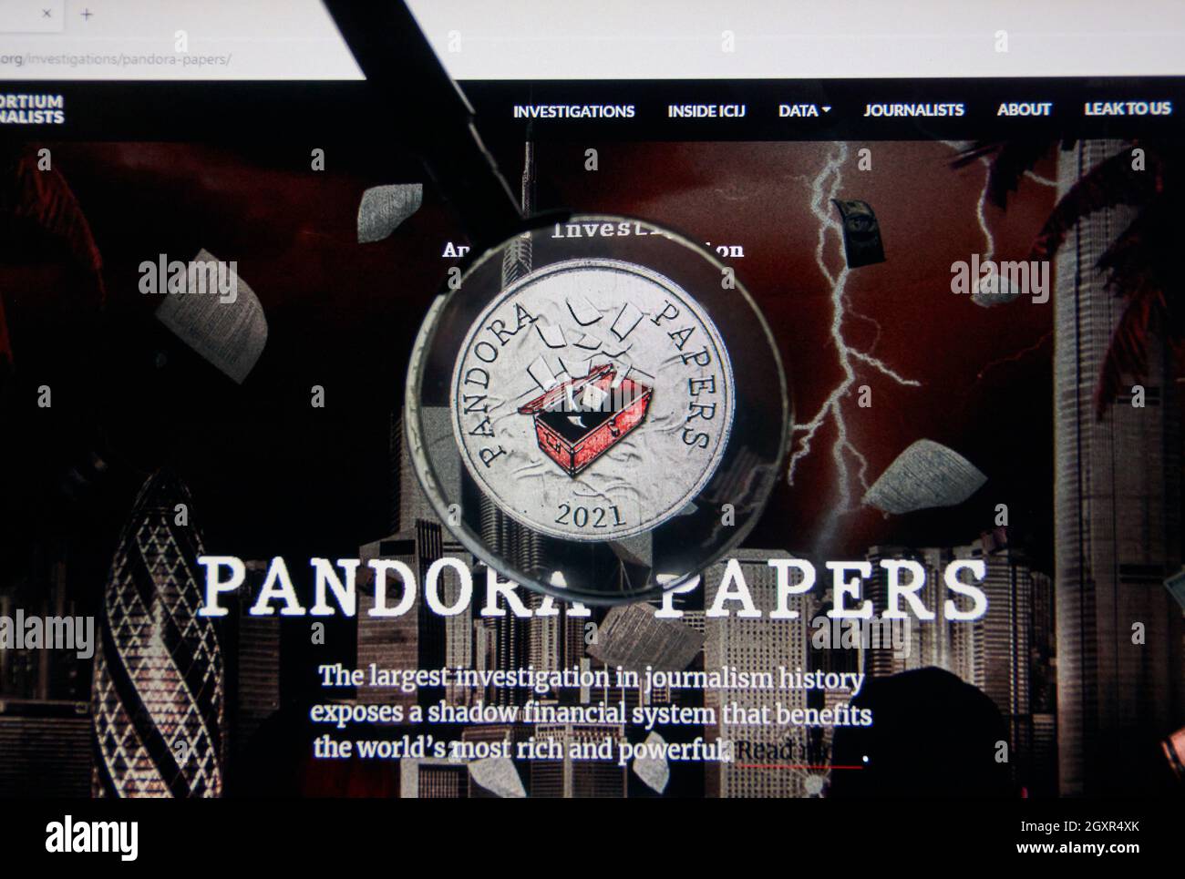 Montreal, Canada - October 5, 2021: The Pandora Papers website. It's a ...