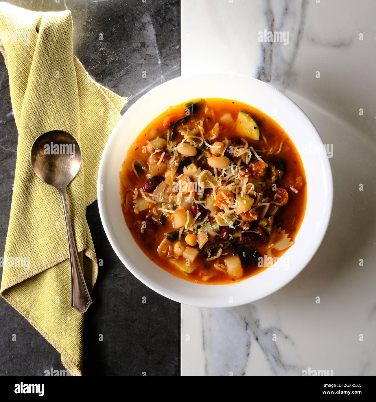 Classic Italian minestrone soup with vegetables beans and pancetta ...