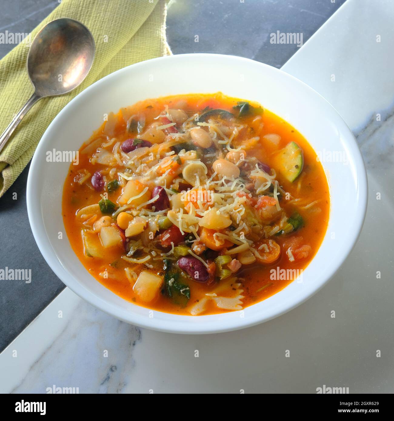 Classic Italian minestrone soup with vegetables beans and pancetta ...