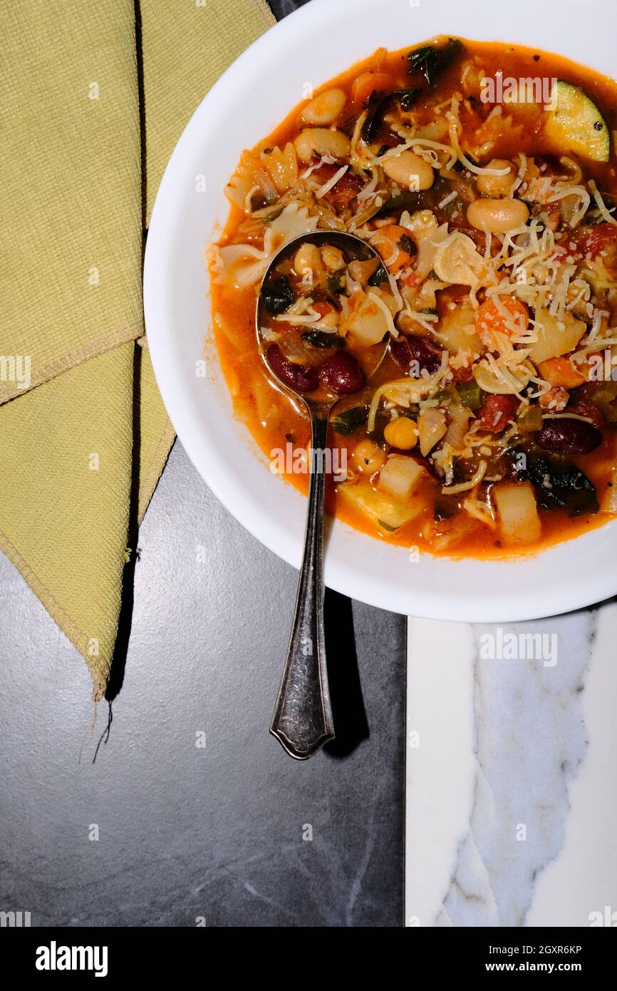 Classic Italian minestrone soup with vegetables beans and pancetta ...