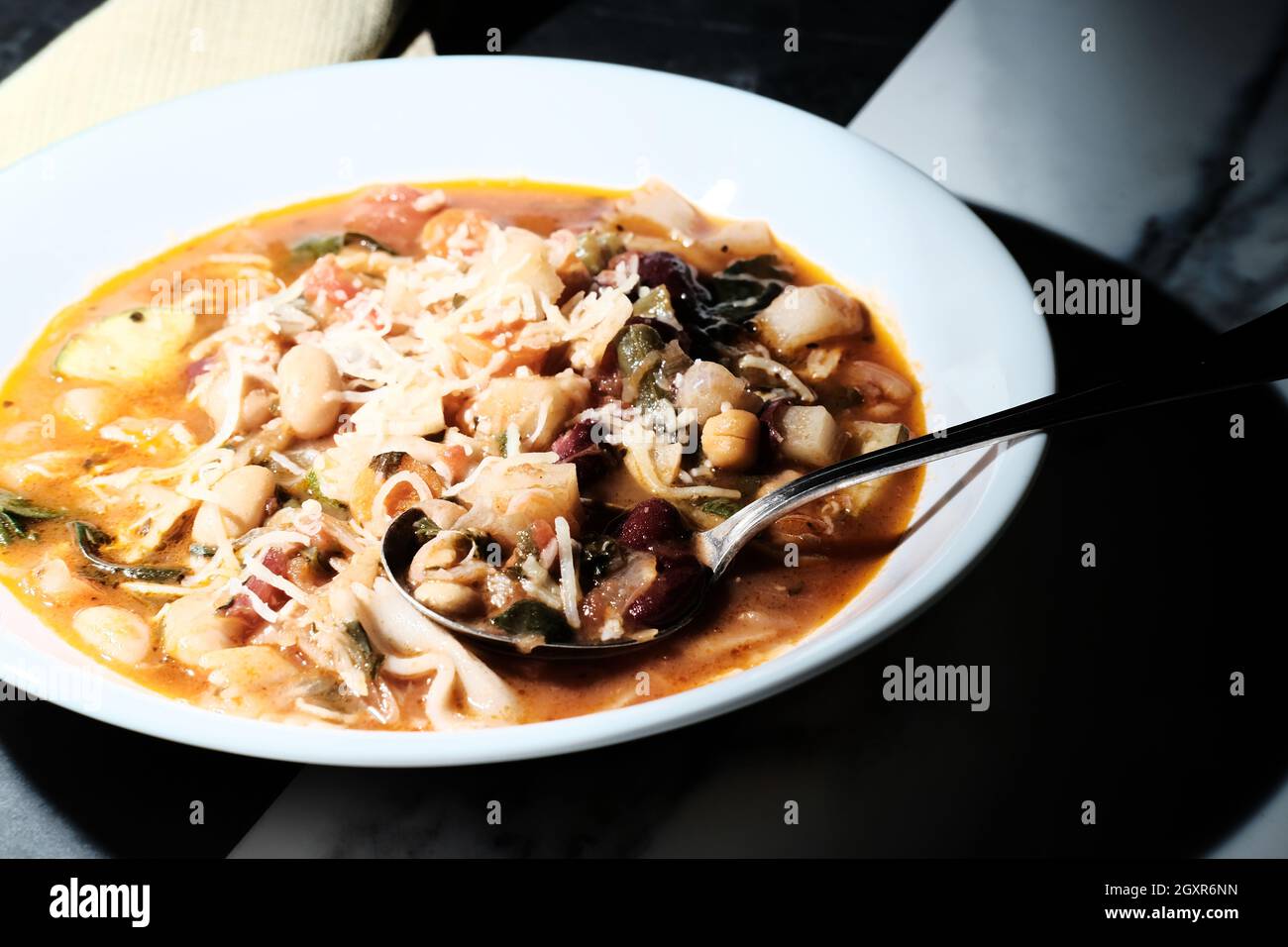 Classic Italian minestrone soup with vegetables beans and pancetta ...