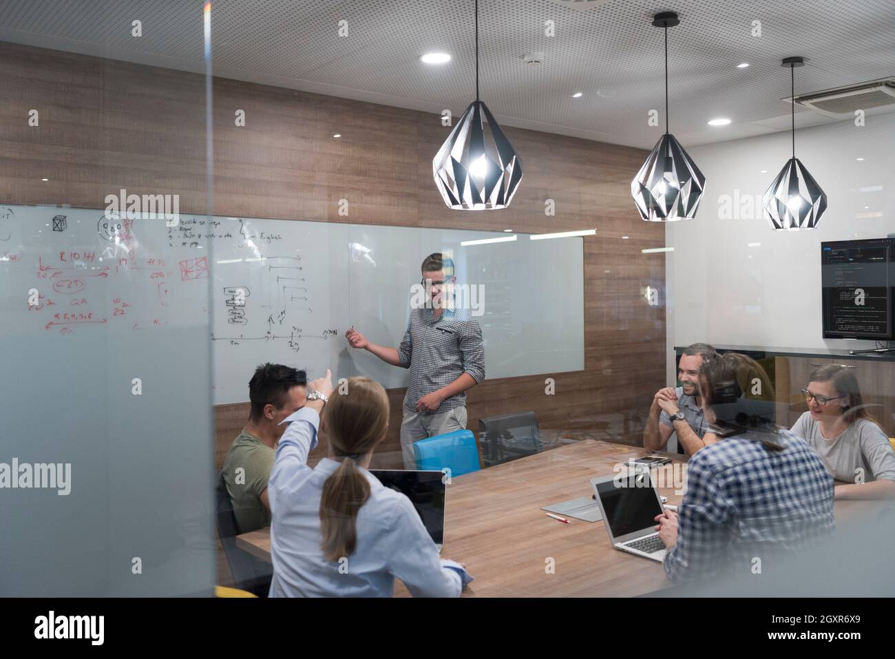 startup business team brainstorming on meeting working on laptop and ...