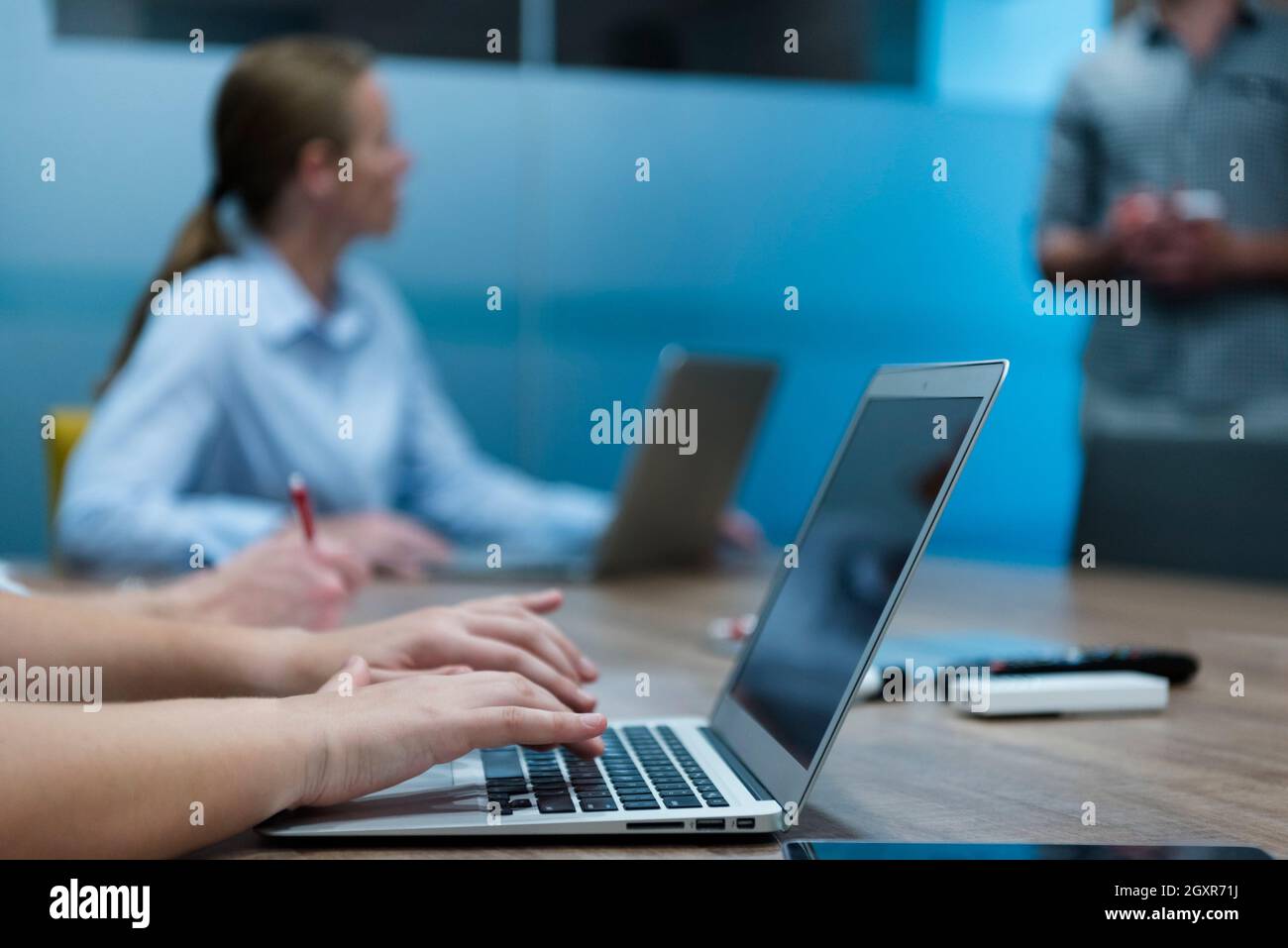 startup business team brainstorming on meeting working on laptop and ...