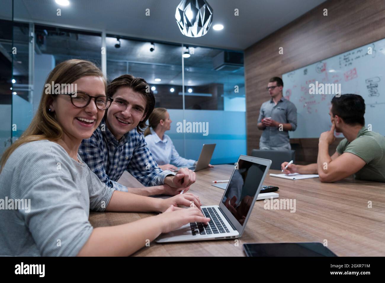 startup business team brainstorming on meeting working on laptop and ...