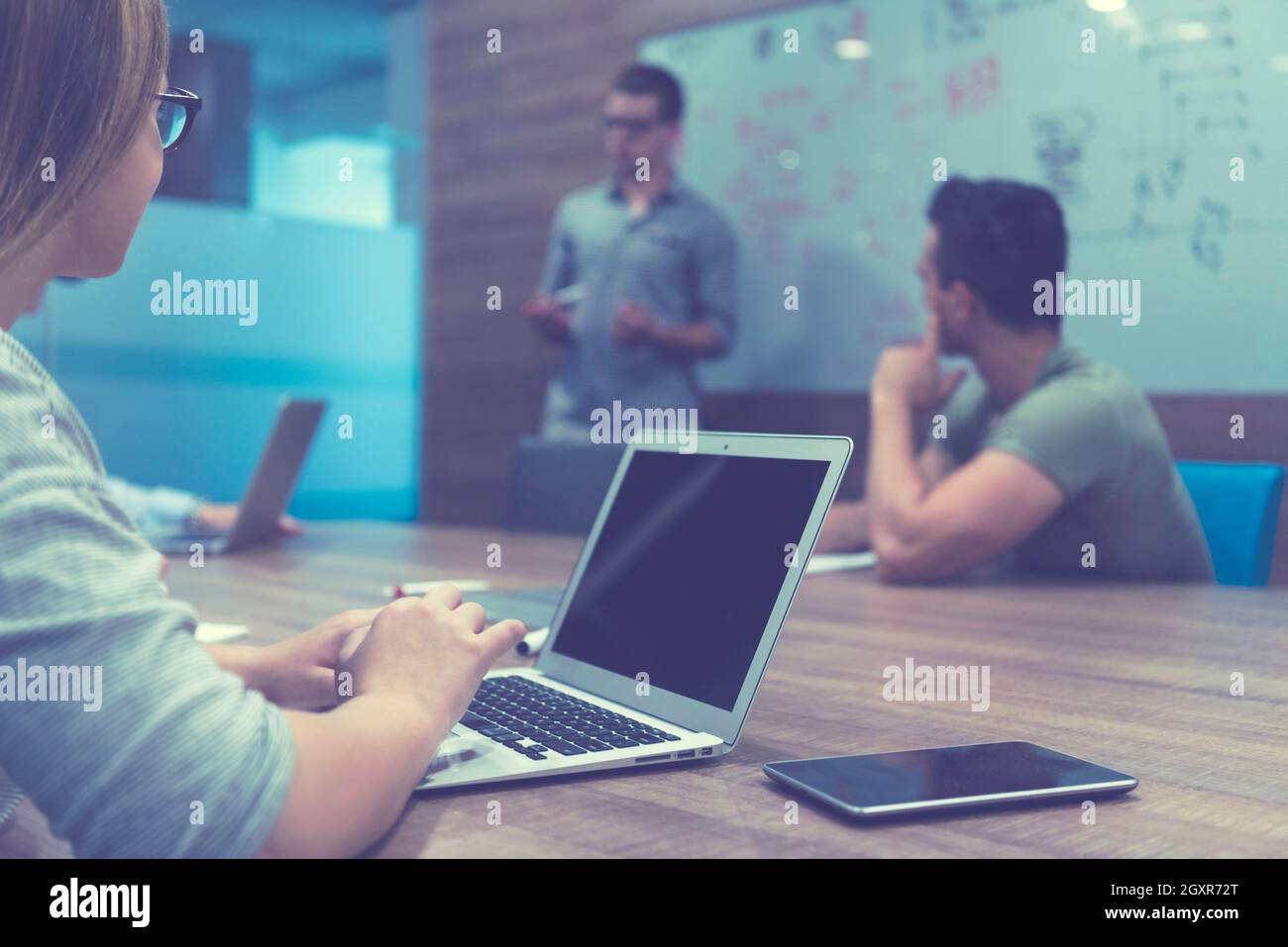 startup business team brainstorming on meeting working on laptop and ...