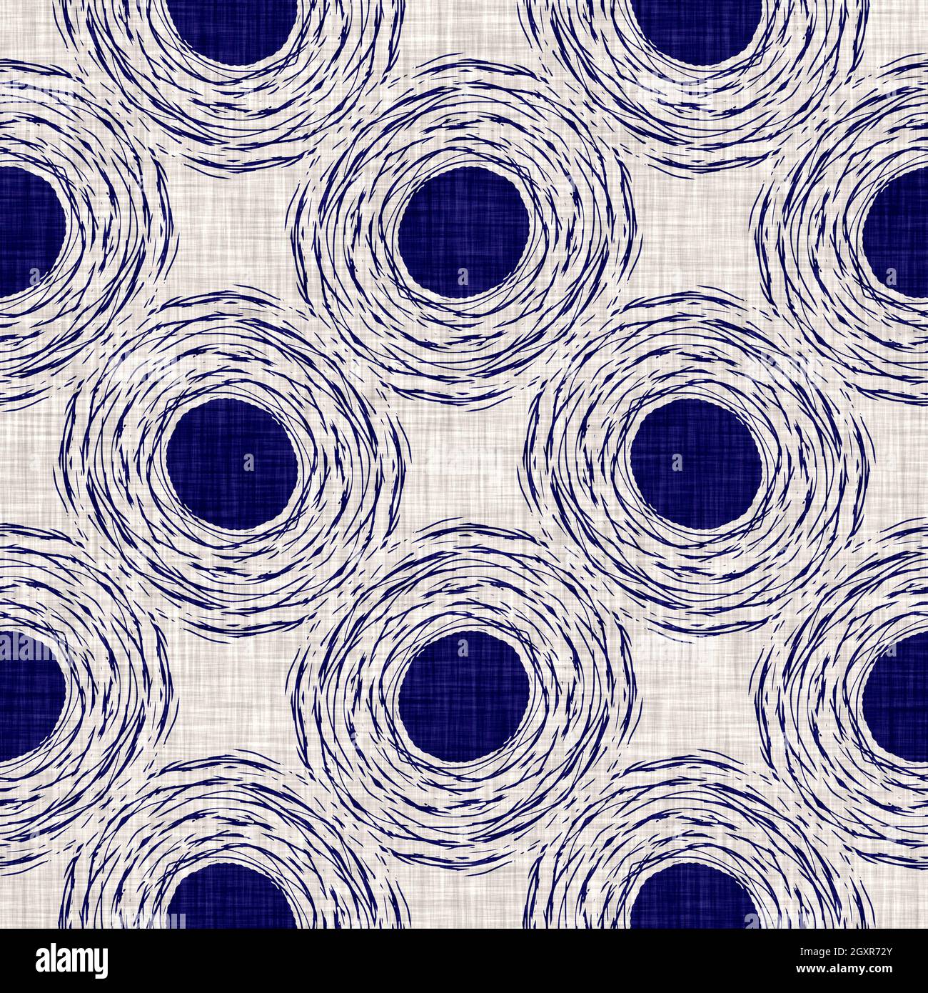 Seamless indigo circle texture. Blue woven boro cotton dyed effect ...