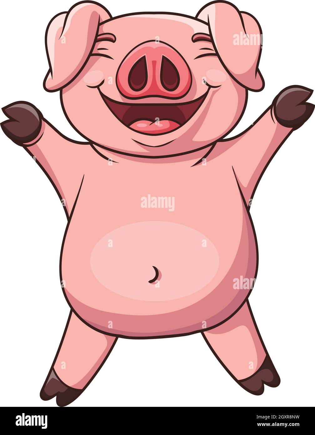 Cartoon cute pig raising hands Stock Vector Image & Art - Alamy