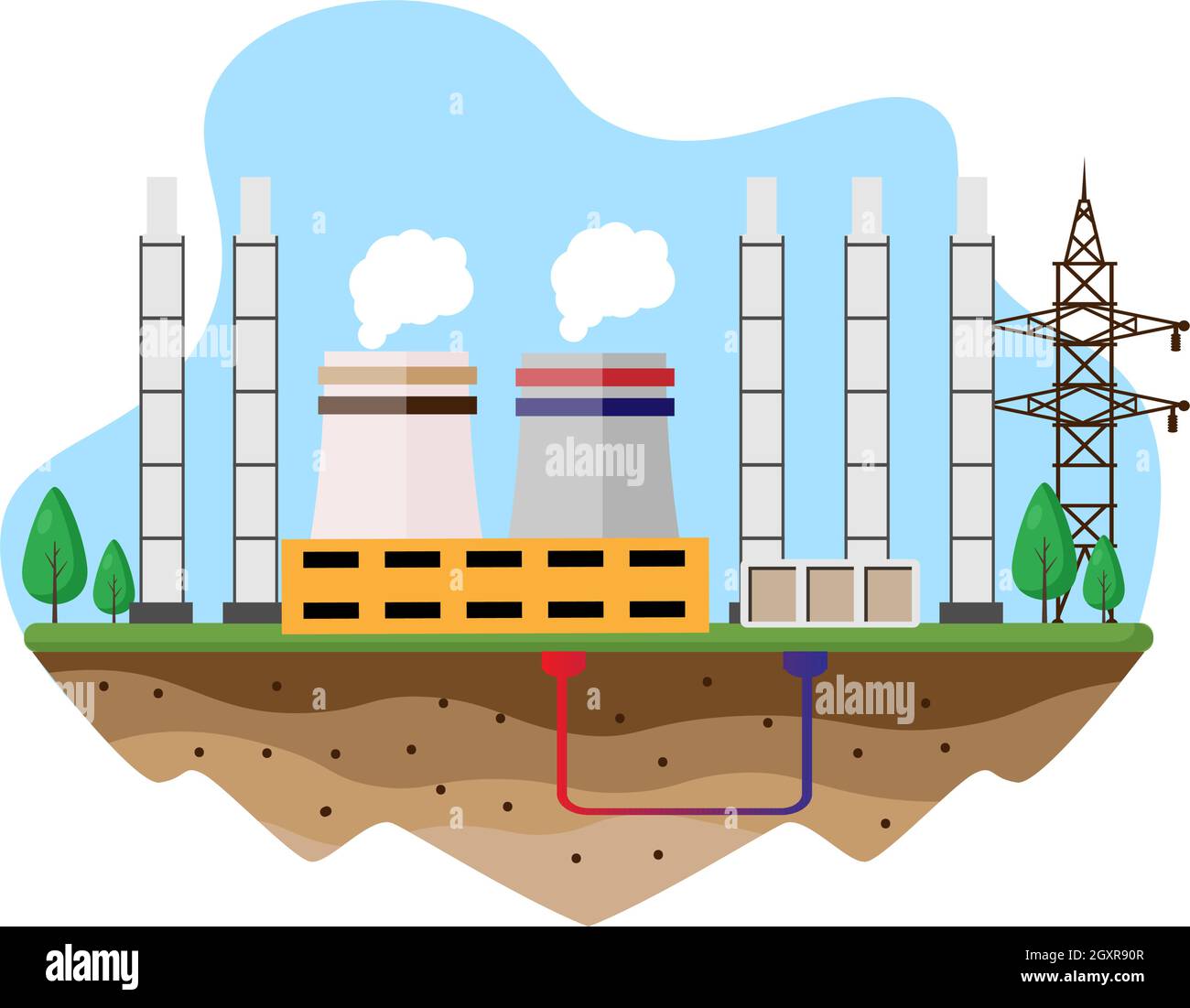 Ecological Sustainable Energy Supply Background Vector Flat ...