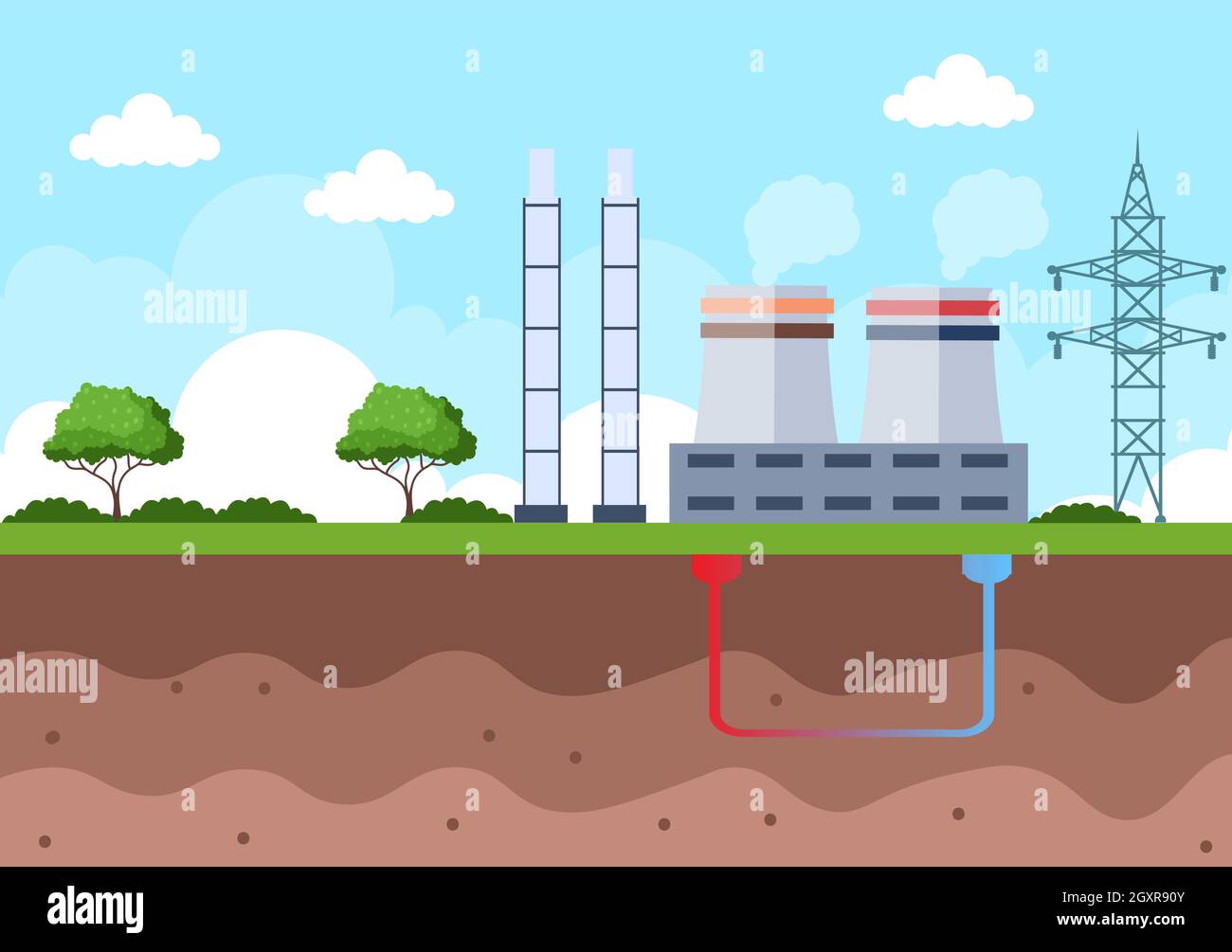 Ecological Sustainable Energy Supply Background Vector Flat ...