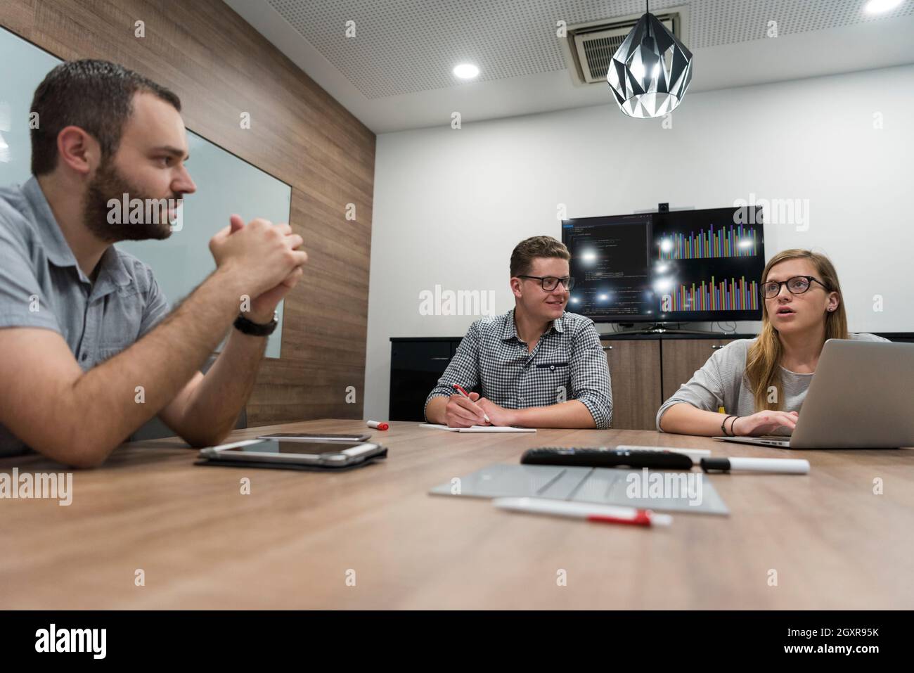 startup business team brainstorming on meeting working on laptop and ...
