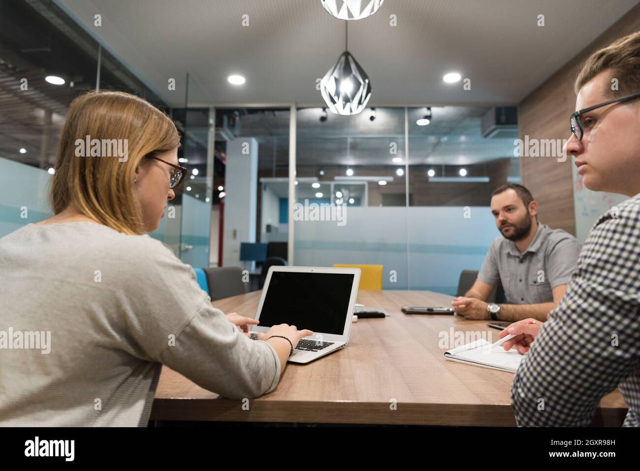 startup business team brainstorming on meeting working on laptop and ...