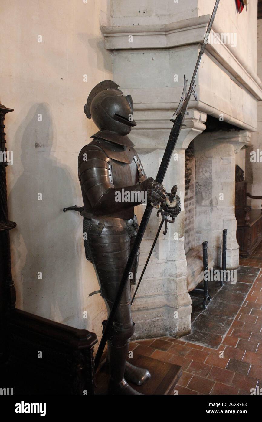 Knight's Armor inside Castle in France Stock Photo - Alamy