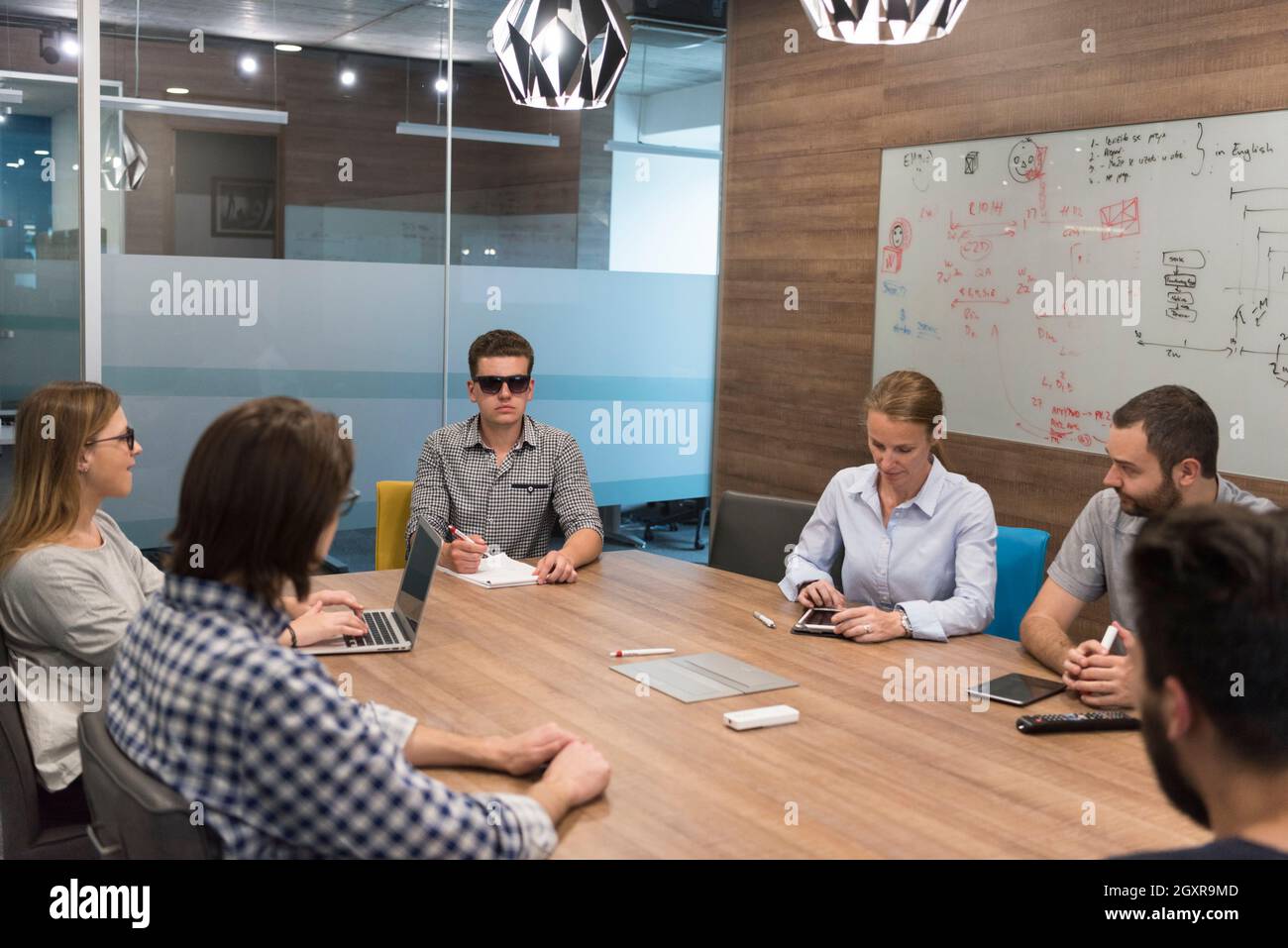 startup business team brainstorming on meeting working on laptop and ...